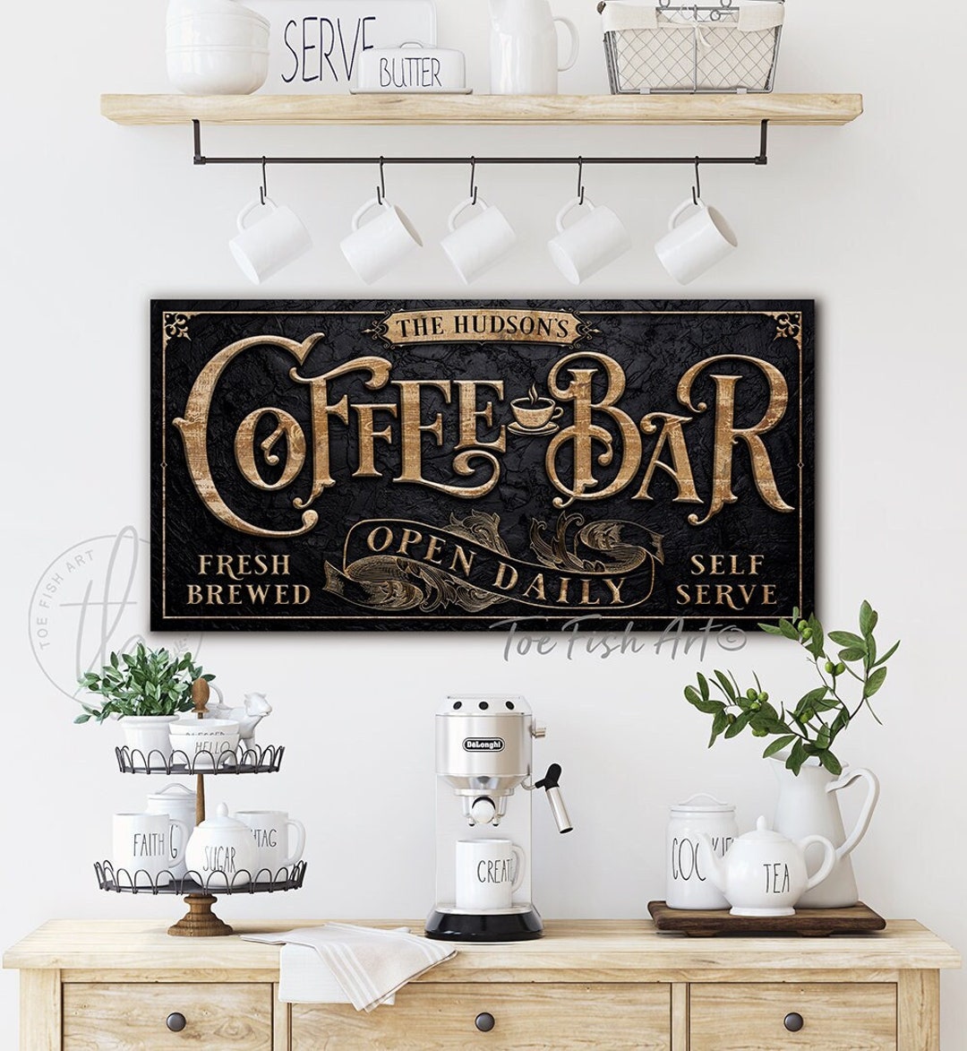 COFFEE BAR SIGN Modern Farmhouse Wall Decor Personalized Family Name ...