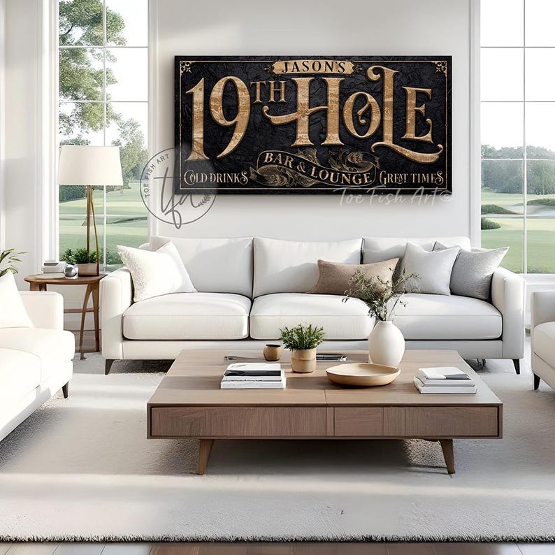 19th Hole Bar and Lounge Sign Personalized Golfing Signs Modern ...