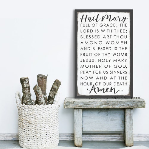 Hail Mary Prayer Christian Wall Decor Prayer Sign Scripture - Etsy