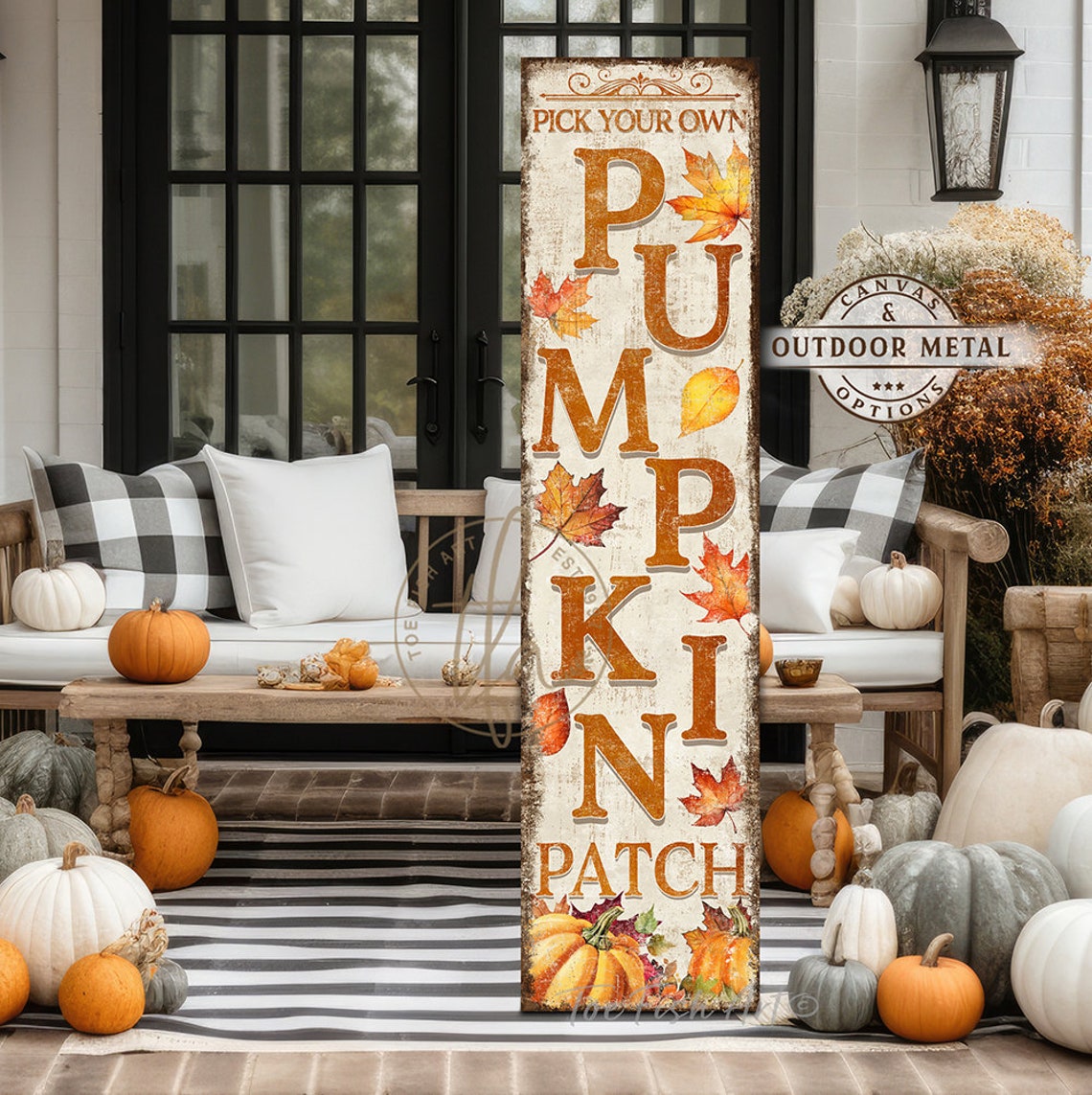 Personalized Pumpkin Patch Sign – Rustic Fall Porch, Modern Farmhouse ...