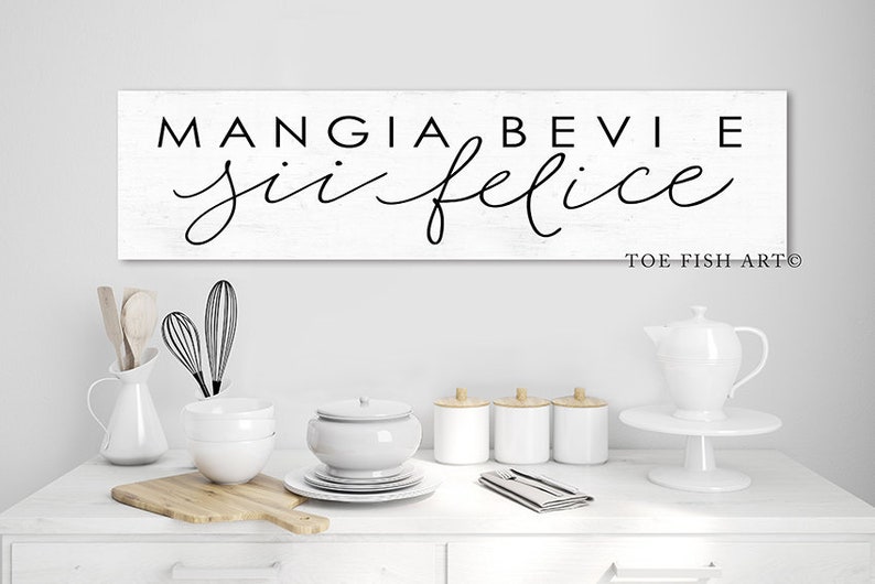 Mangia Sign Eat Drink and Be Merry Canvas Print Kitchen | Etsy