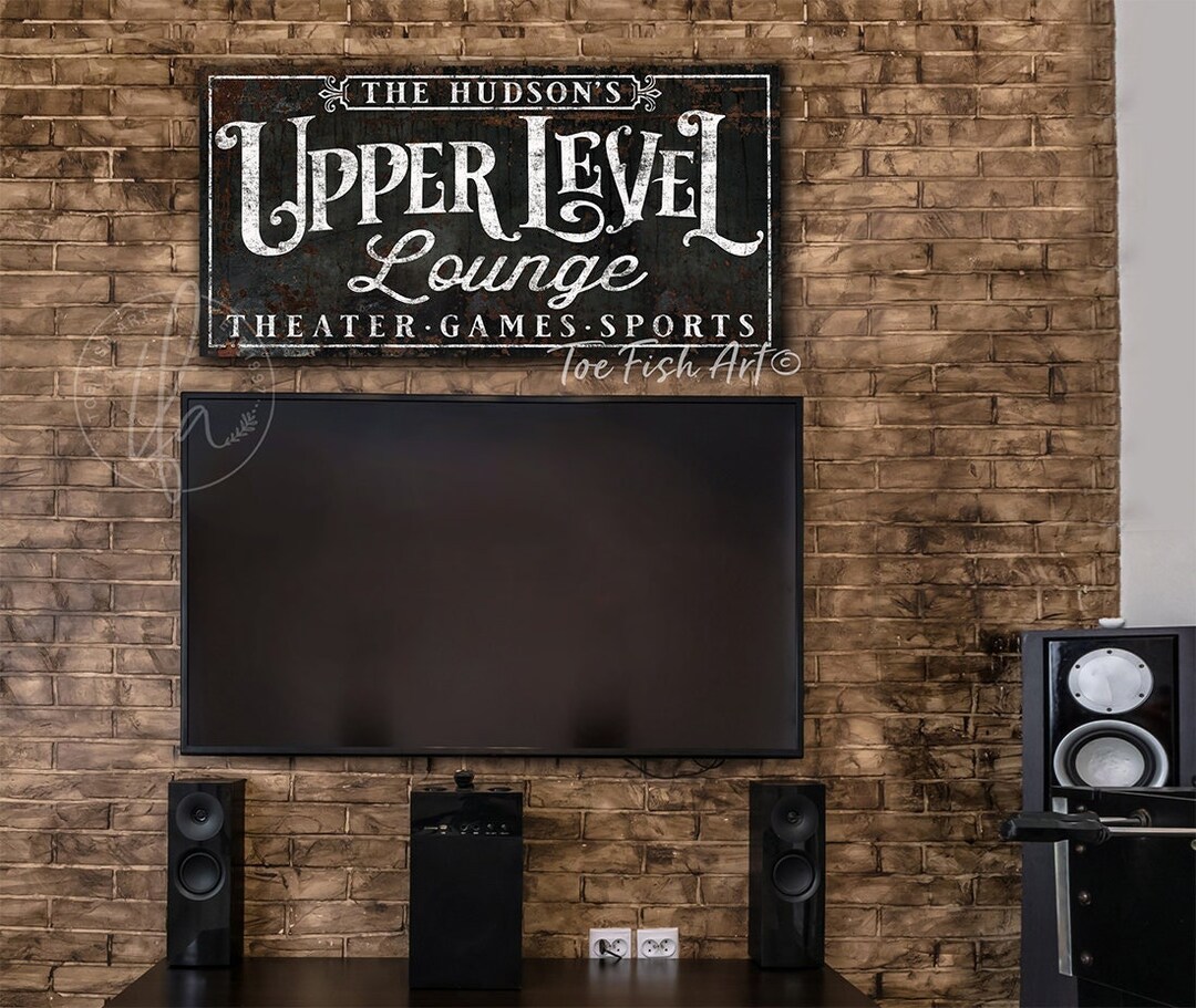 Personalized Custom Upper Level Lounge Sign Modern Farmhouse Wall Decor ...