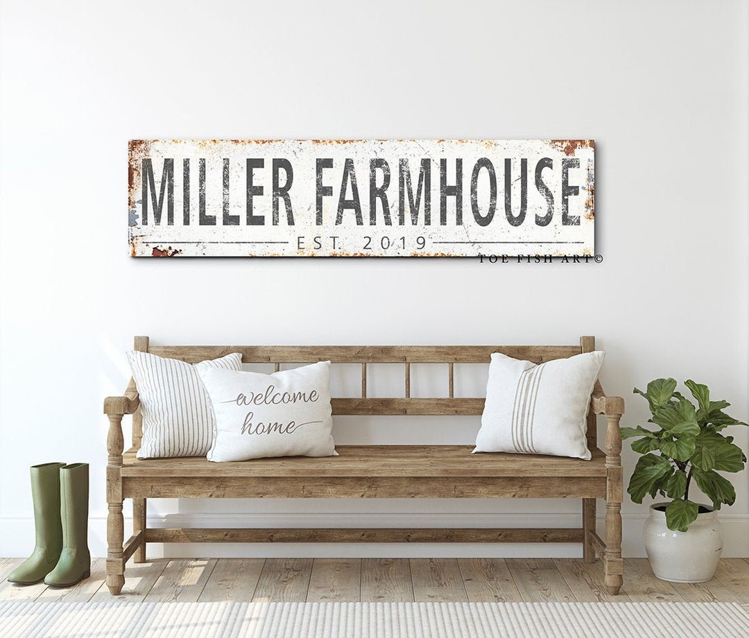 Rustic Established Sign Family Name Modern Farmhouse Custom Signs Est ...