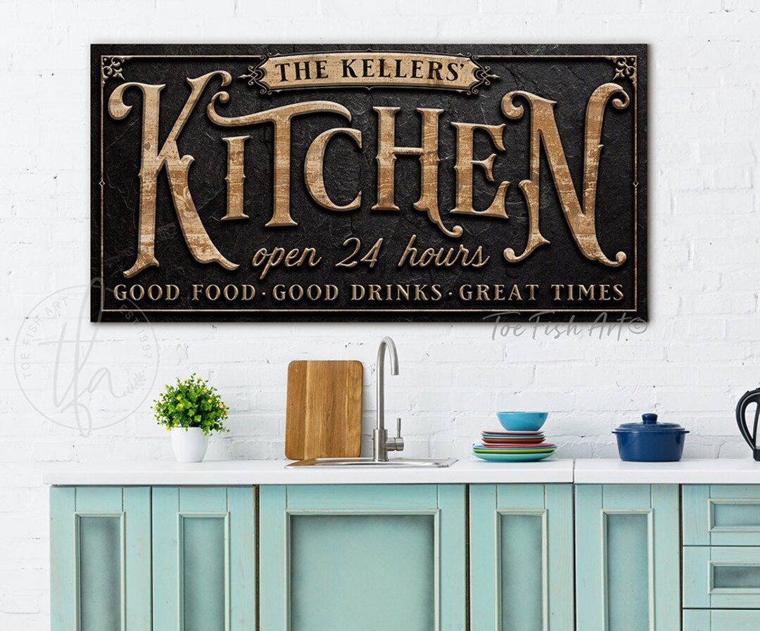 Custom Kitchen Sign Personalized Coffee Bar Signs Vintage Dining Room ...