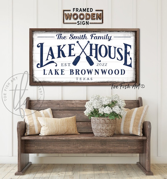 WOOD SIGN Lake House Sign Custom Personalized Modern - Etsy