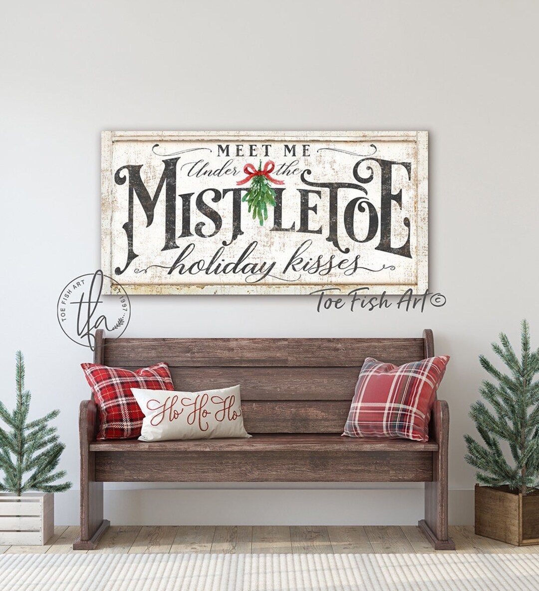 Meet Me Under the Mistletoe Rustic Christmas Decor Sign Bed & Breakfast ...