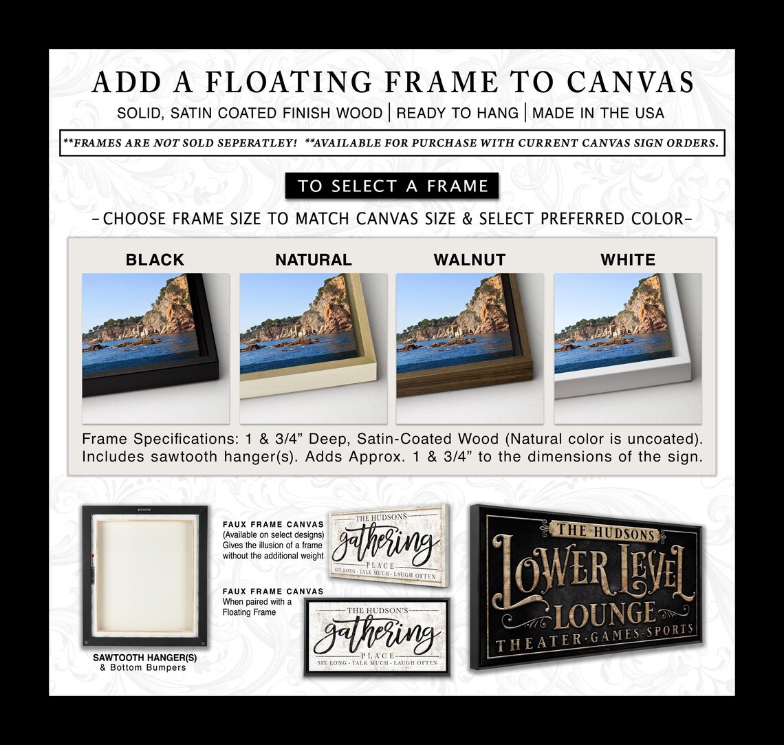 Canvas Frame Add-on Options Floating Frame Add-on for Canvas Orders ...