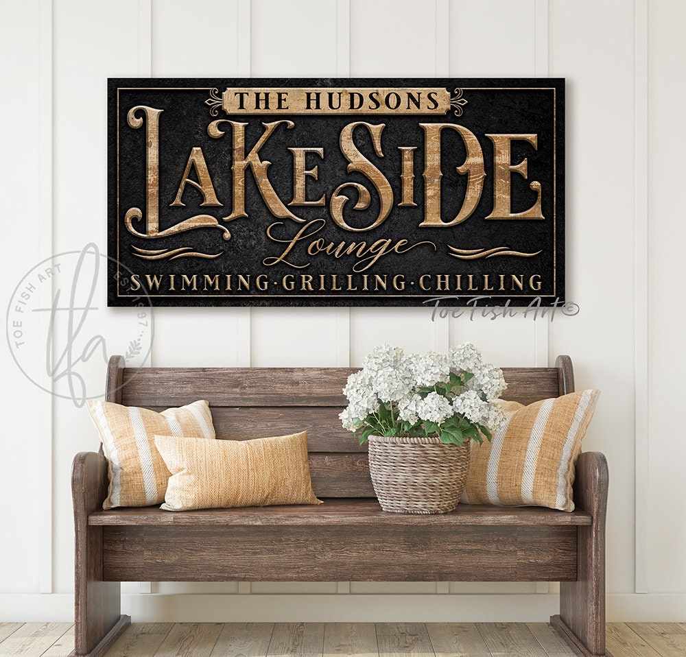 Lake House Sign Personalized Lakeside Lounge Signs Custom Family Name ...
