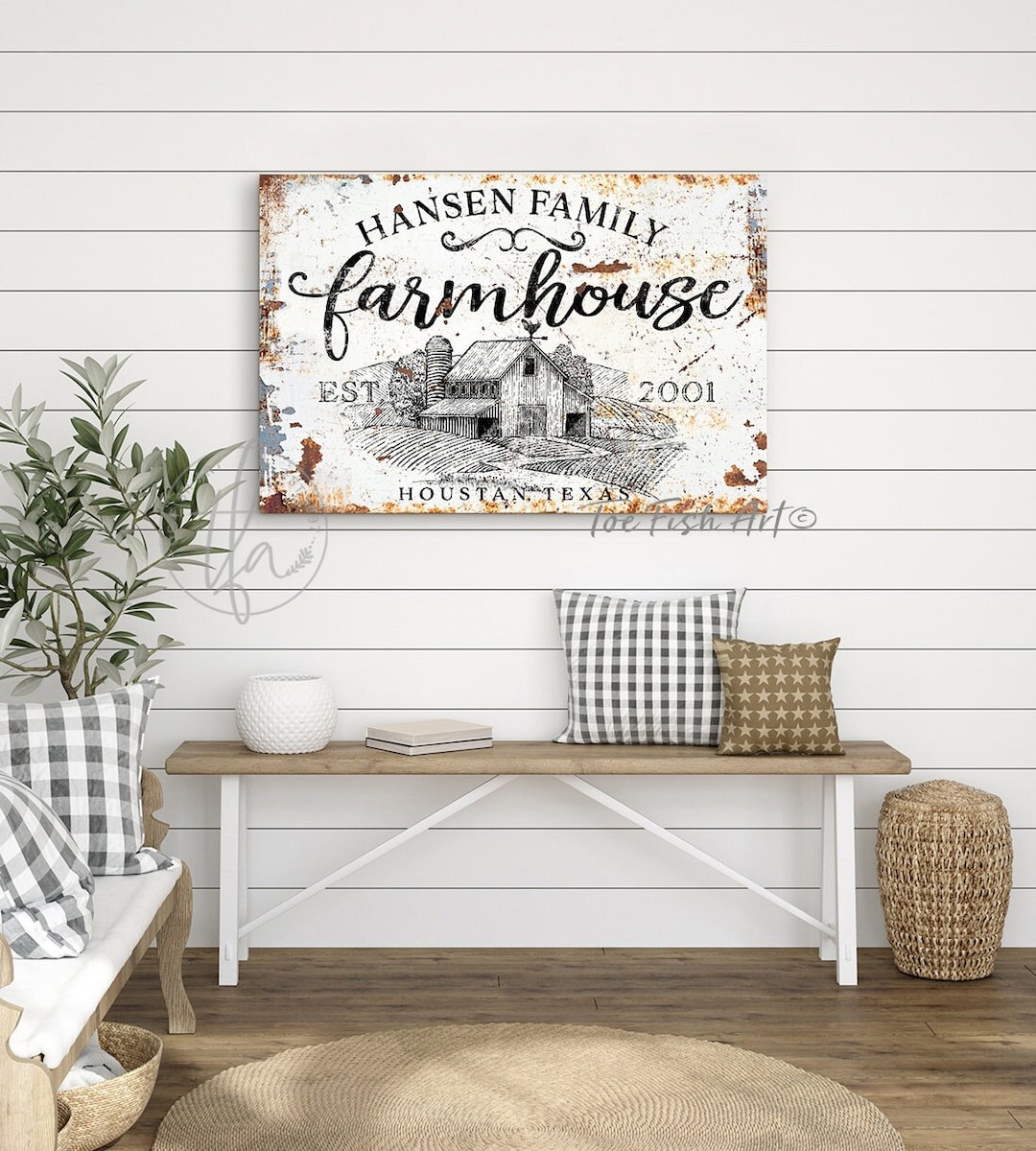 Custom Family Name Sign Rustic Farmhouse Sign Modern Farm Wall Decor ...