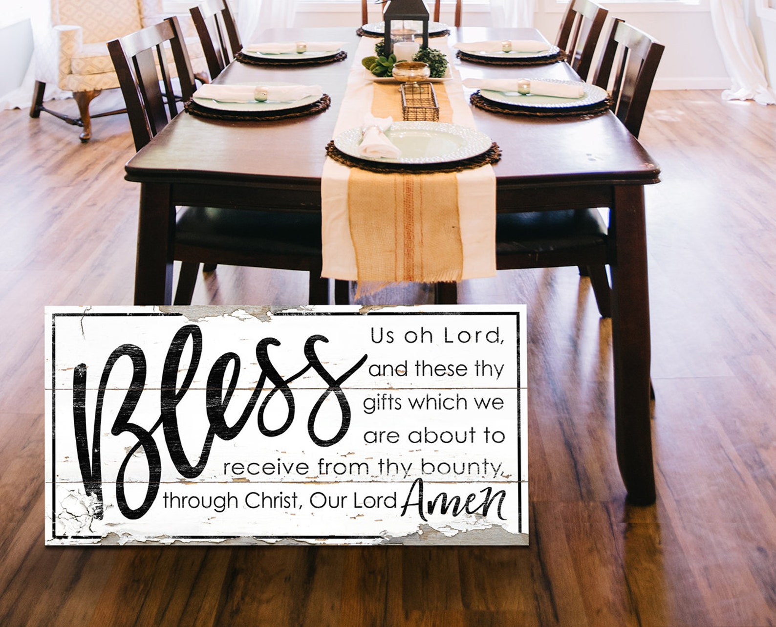 Bless Us Oh Lord Sign Grace Blessing Catholic Prayer Sign Rustic Modern ...