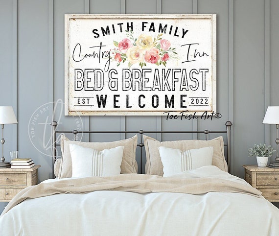 Bed and Breakfast Sign Rustic Farmhouse Wall Decor Name - Etsy