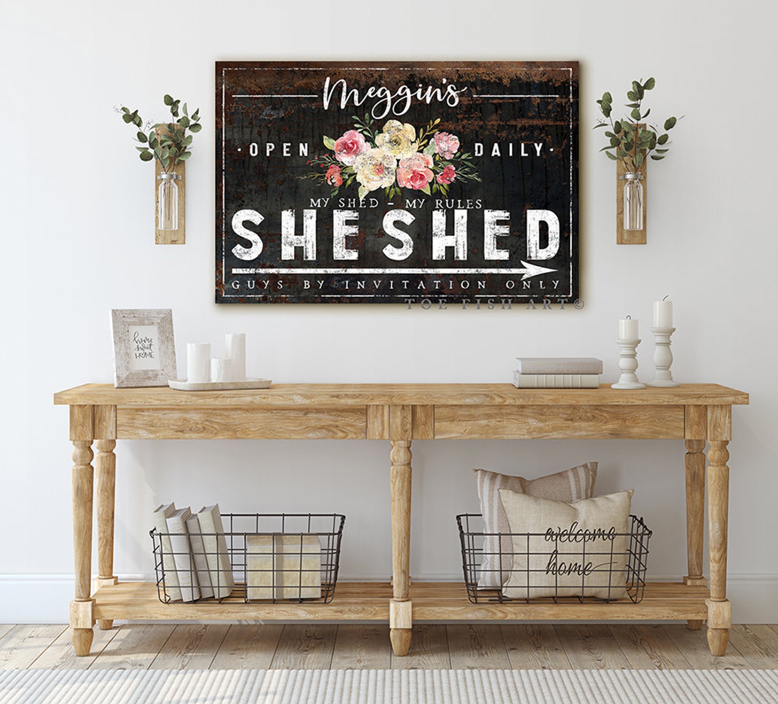 She Shed Sign Custom Family Name Sign Modern Farmhouse Decor - Etsy