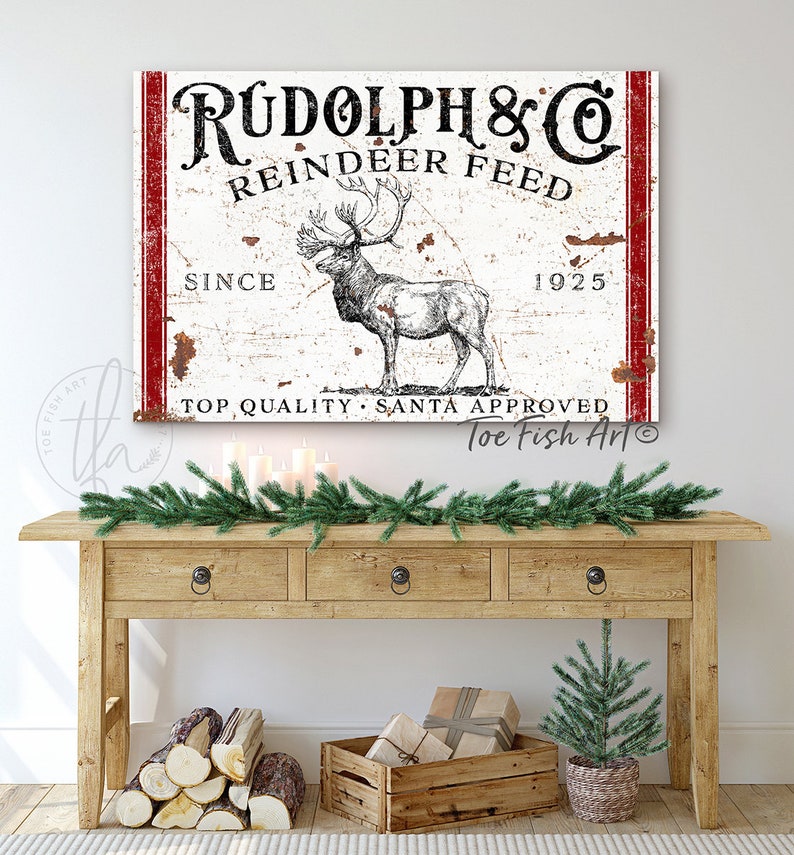 Rustic Christmas Sign Reindeer Feed Sign Modern Farmhouse Wall Decor ...