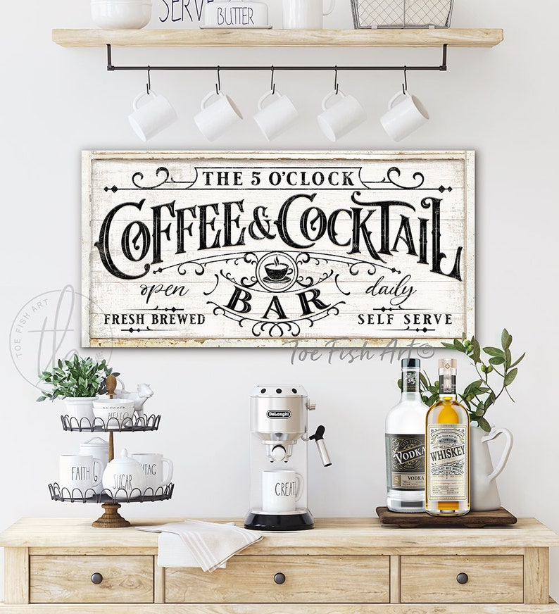 Coffee & Cocktail Bar Sign Bar Cart Personalized Name Sign - Etsy