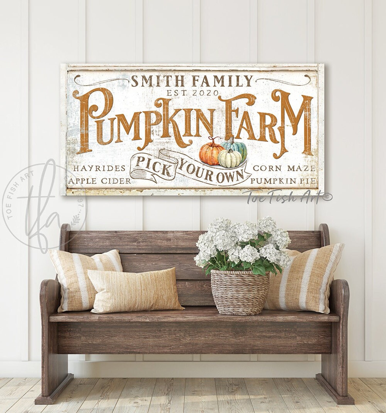 Pumpkin Farm Sign Rustic Fall Decor Family Name Date Modern - Etsy