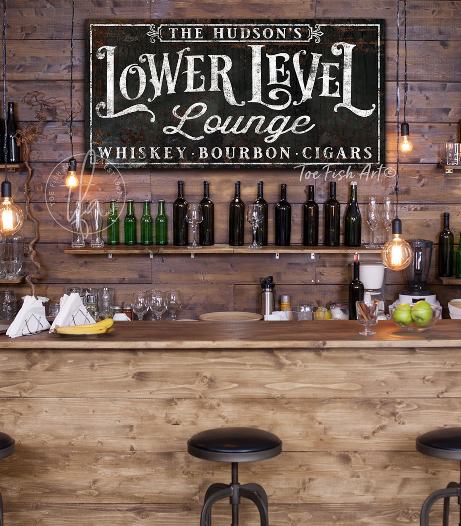 Personalized Custom Lower Level Lounge Sign Modern Farmhouse | Etsy
