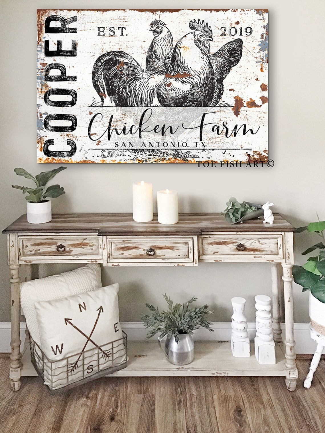 Modern Farmhouse Decor Chicken Farm Sign Custom Last Name Family ...