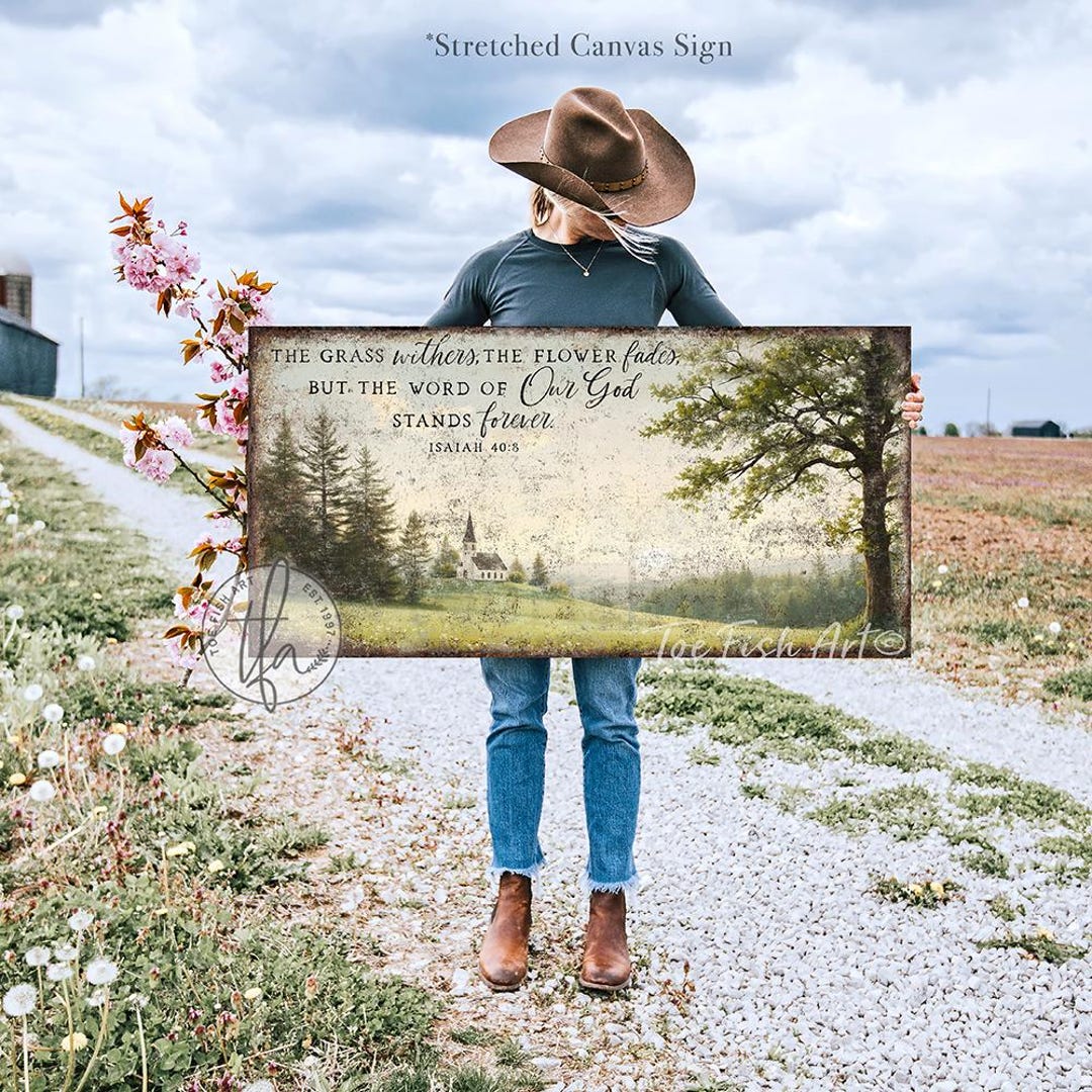 Vintage Scripture Sign Modern Farmhouse Wall Decor Rustic Spring Large ...