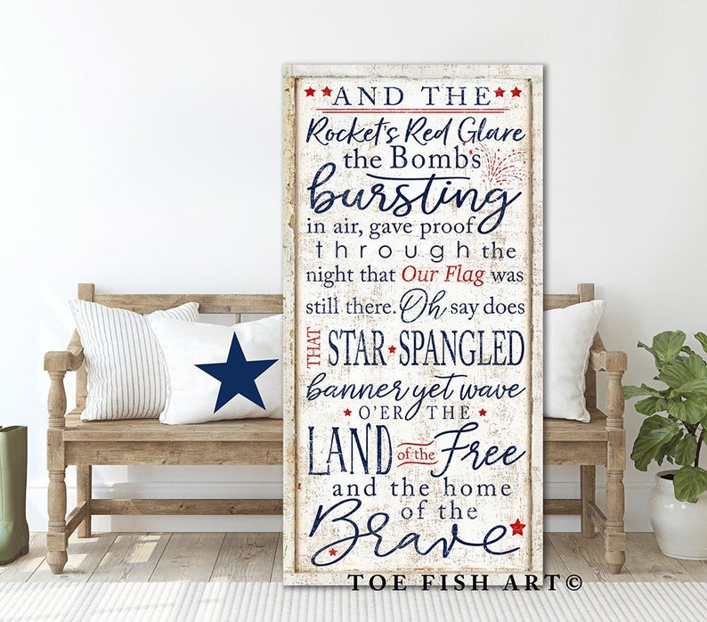 Star Spangled Banner Sign Patriotic Canvas Print Modern - Etsy