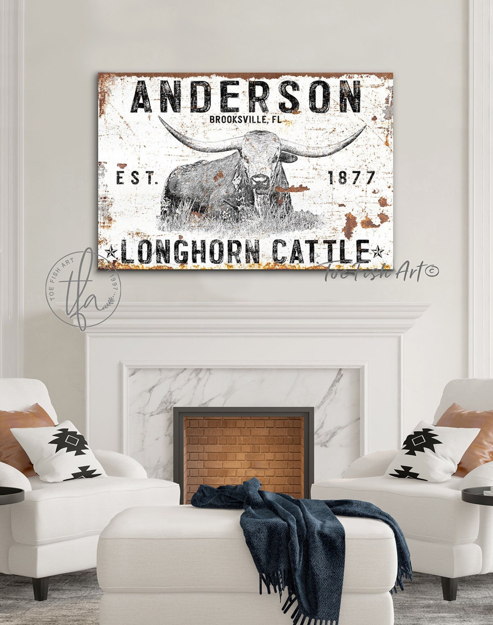 Longhorn Cattle Company Sign Rustic Cowboy Farm Sign | Etsy