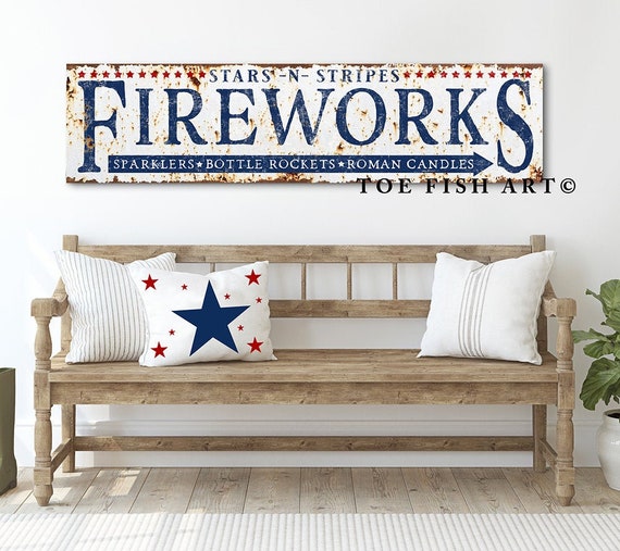 4th of July Sign Stars N Stripes Fireworks Stand Sign Modern | Etsy