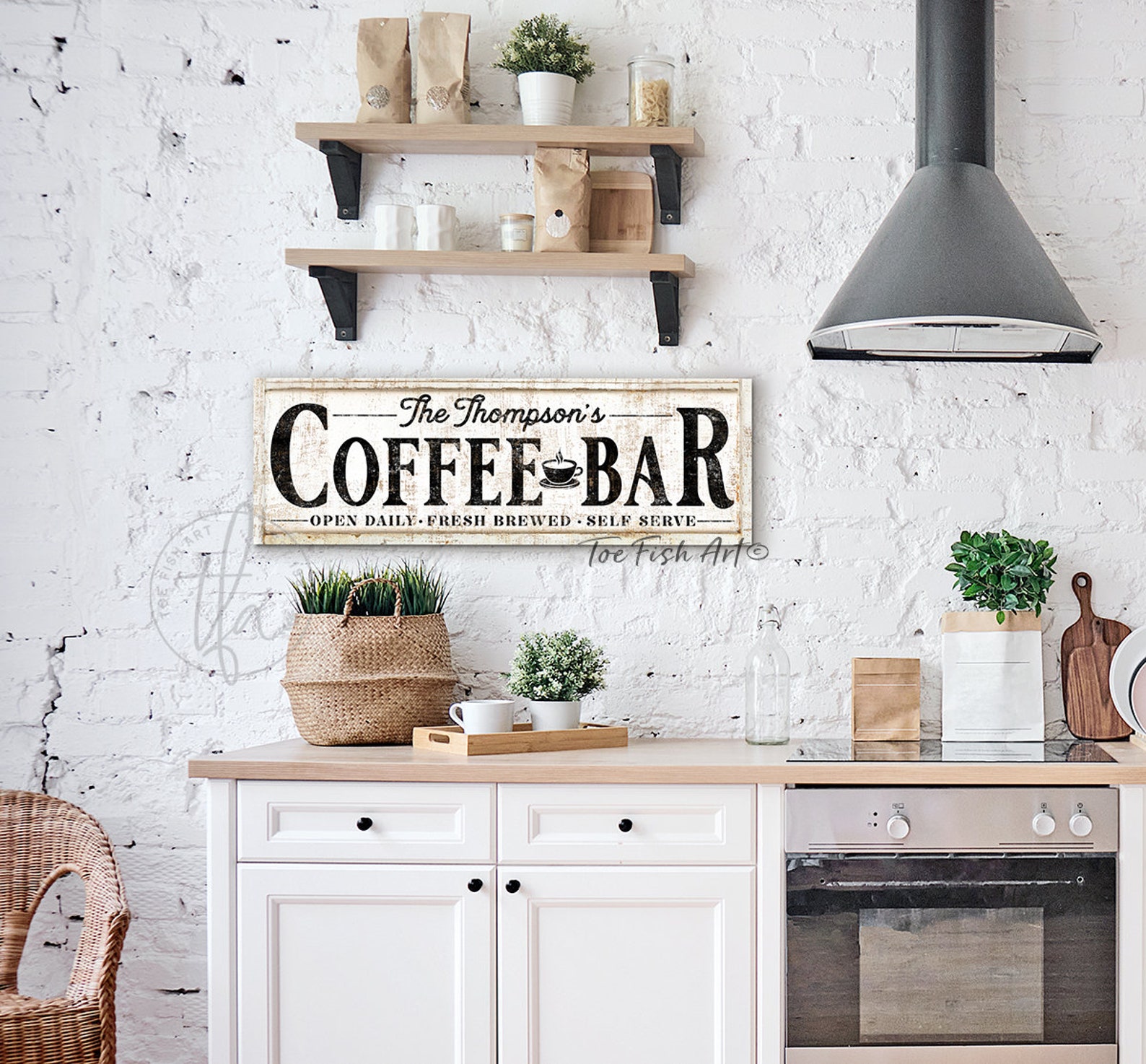 COFFEE BAR SIGN Modern Farmhouse Wall Decor Personalized Family Name ...