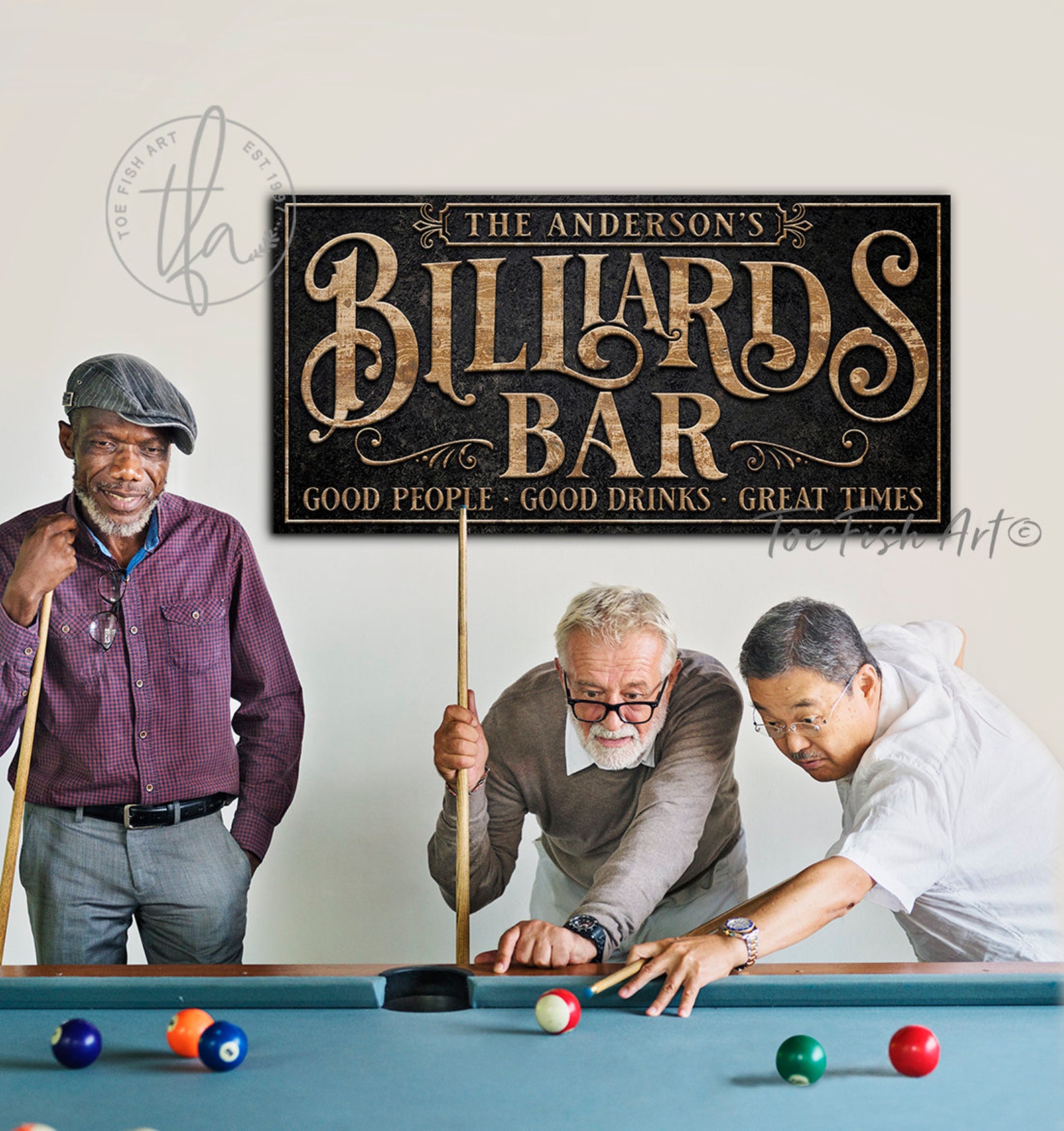 Personalized Billiards Sign Modern Farmhouse Wall Decor Last - Etsy