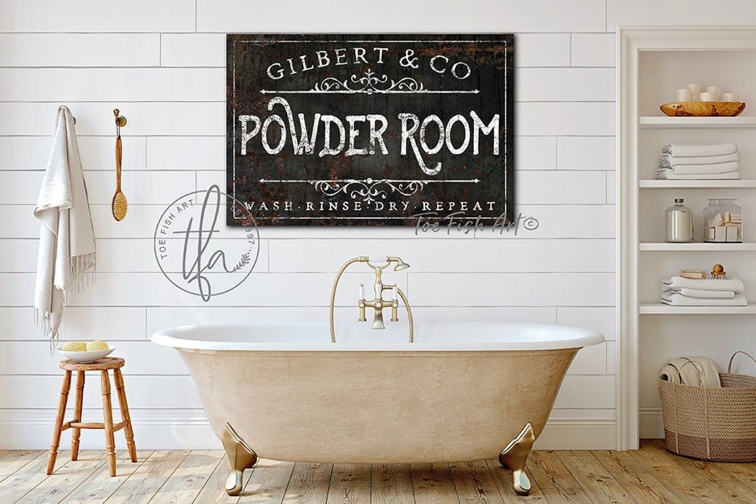 PERSONALIZED Custom Powder Room Sign Bathroom Family Name and Co Sign ...