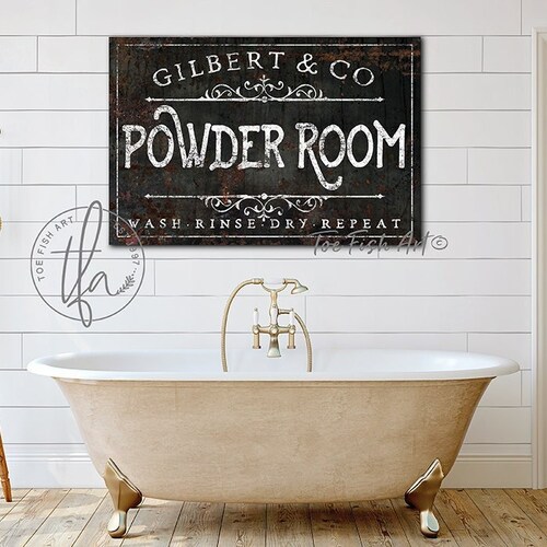 PERSONALIZED Custom Powder Room Sign Bathroom Family Name and - Etsy