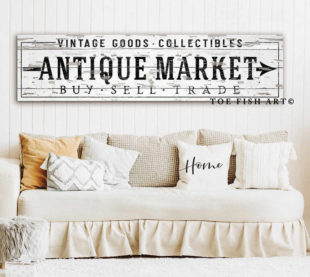 Vintage Antique Market Sign Modern Farmhouse Decor Antiques - Etsy