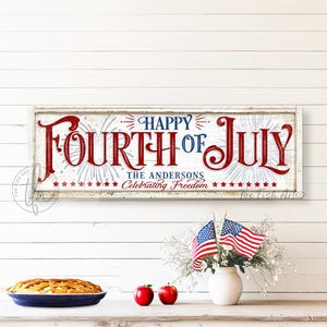 Happy 4th of July Personalized Sign Independence Day Modern Farmhouse ...