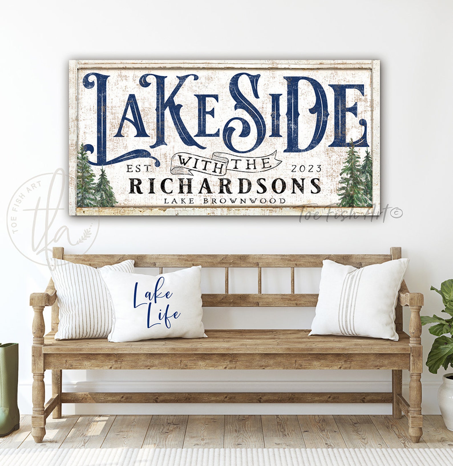 Personalized Lake House Sign Custom Lake Decor Family Name Sign Modern ...