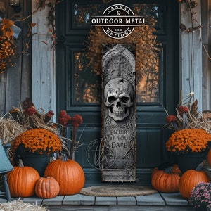 Skeleton Halloween Sign Front Porch Entryway Welcome Sign Rustic Modern ...