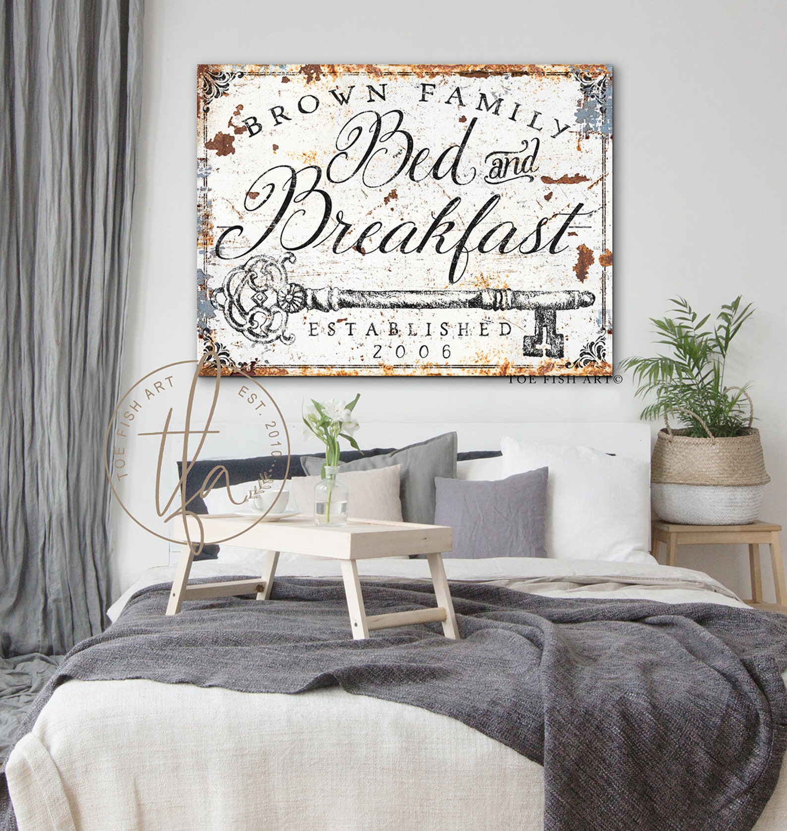 Bed and Breakfast Sign Rustic Farmhouse Wall Decor Name - Etsy