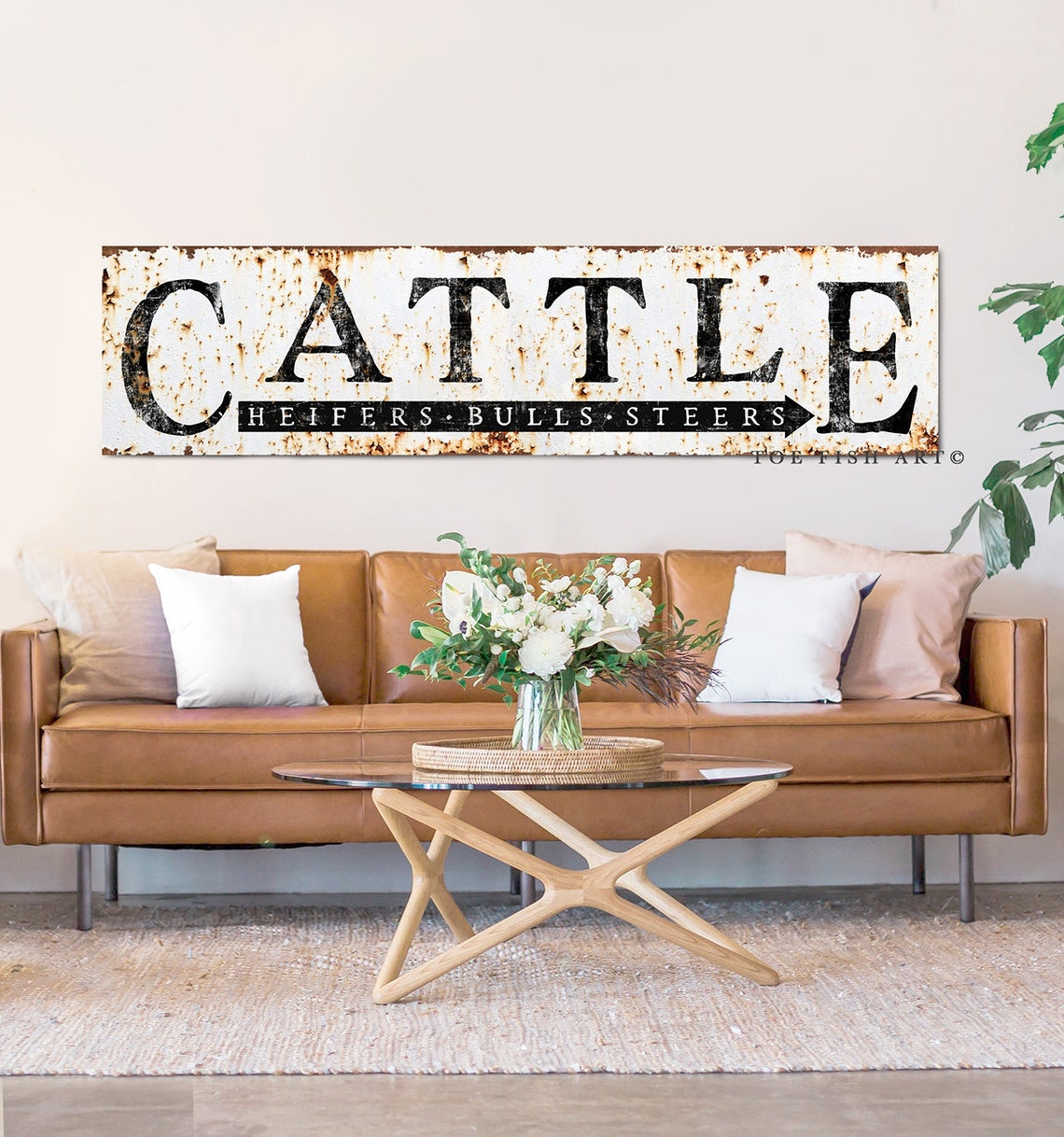 Modern Farmhouse Decor Cattle Sign Cow Farm Sign Large Rustic Wall Art ...