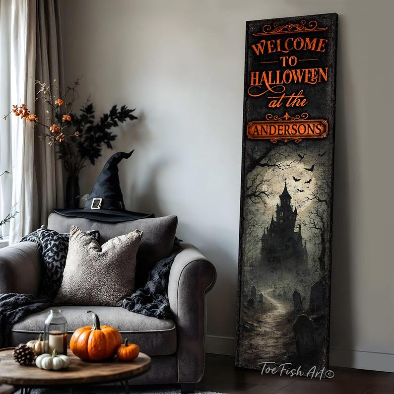 Personalized Halloween Porch Sign – Haunted House Welcome Fall ...