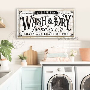 Personalized Laundry Sign Custom Wash & Dry Washing Room Name Art ...