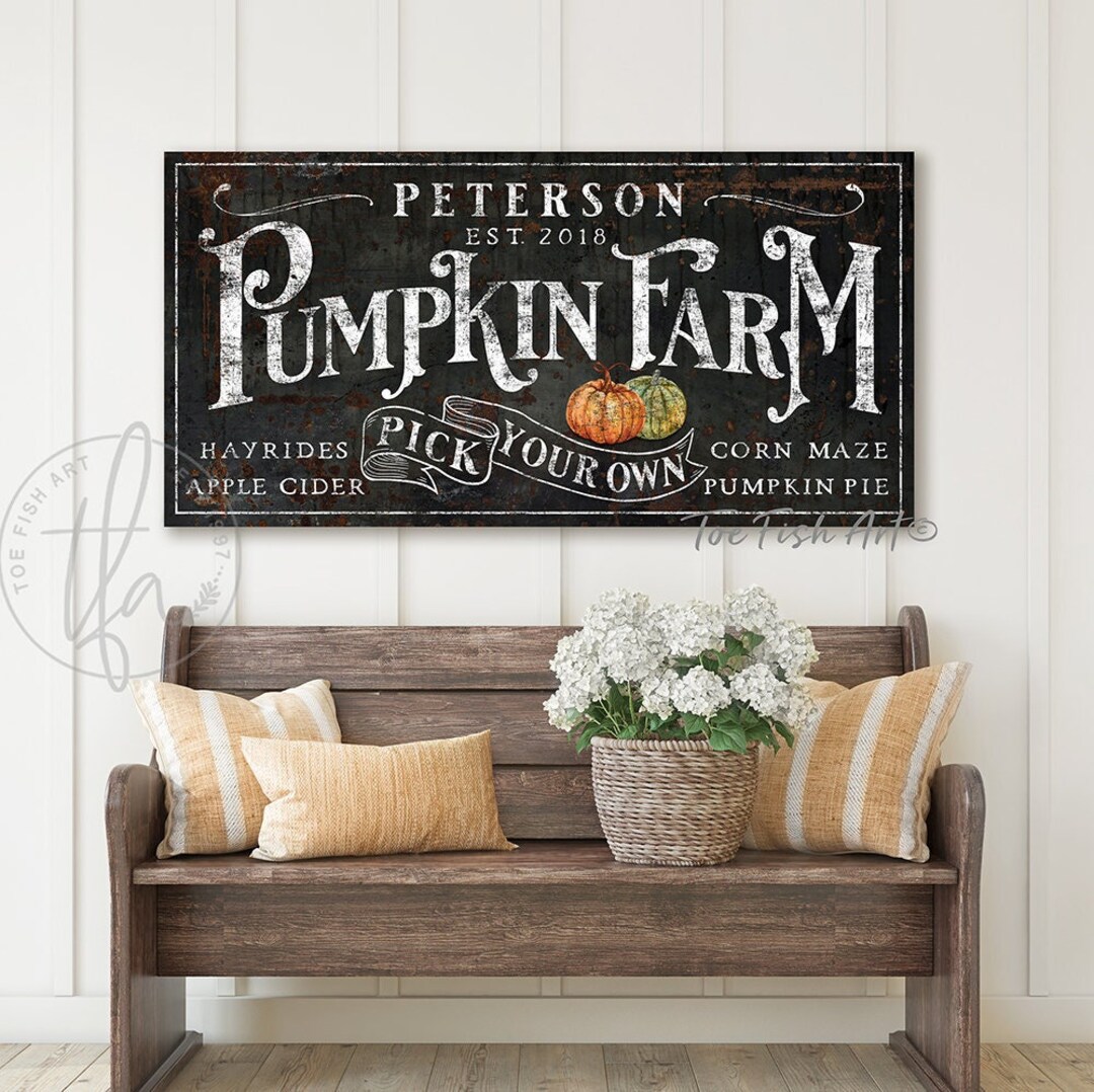 Personalized Pumpkin Farm Sign - Fall, Halloween, Modern Farmhouse Wall ...