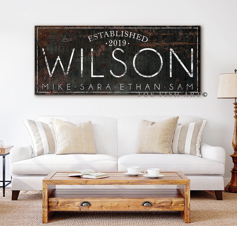 Family Name Sign Last Name Established Signs Modern Farmhouse | Etsy