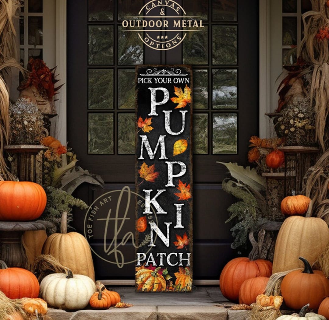 Personalized Pumpkin Patch Sign – Rustic Fall Porch Art, Modern ...