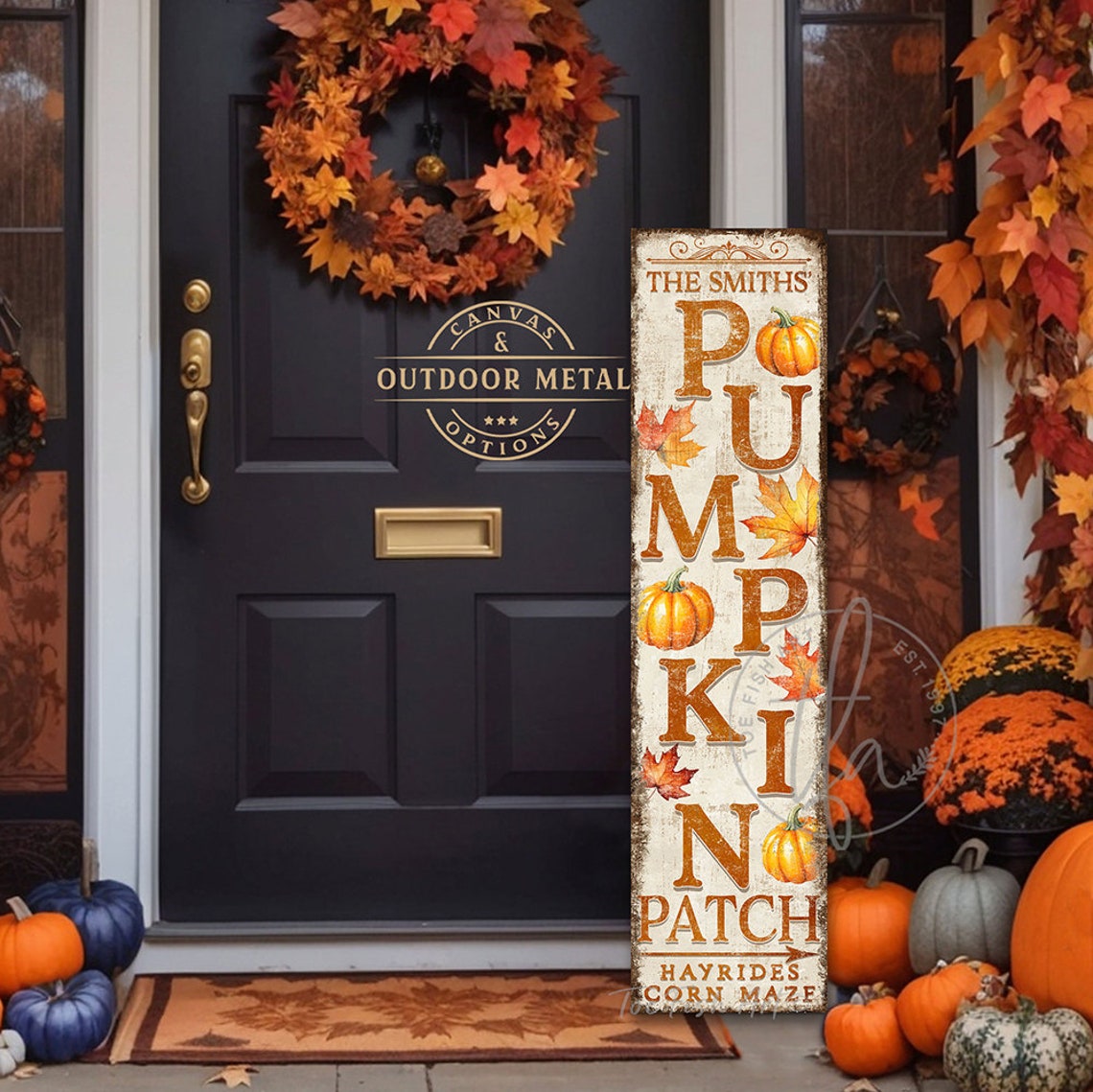 Personalized Pumpkin Patch Sign – Rustic Farmhouse Fall, Autumn ...