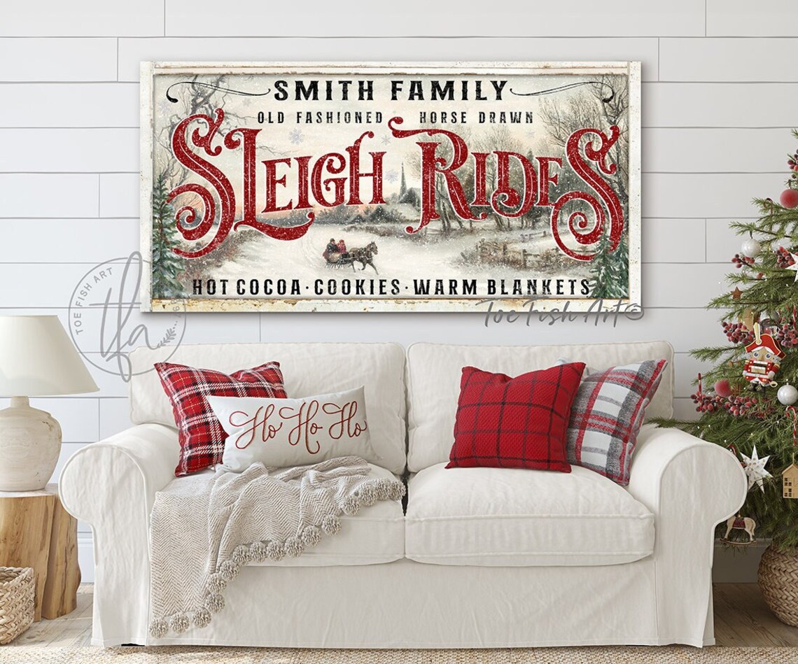 Sleigh Rides Sign Rustic Christmas Decor Modern Farmhouse Wall - Etsy
