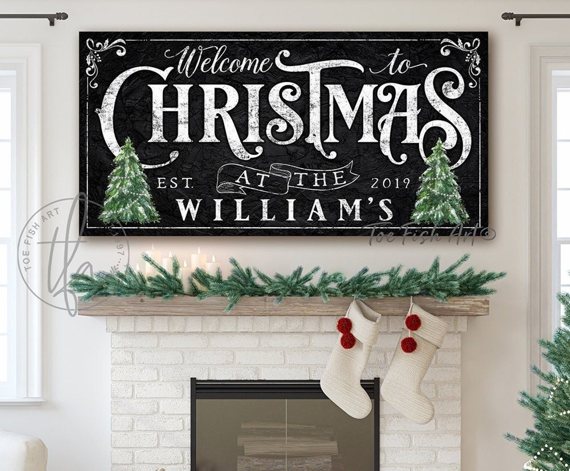 Christmas Decor Sign Personalized Custom Family Name Sign - Etsy