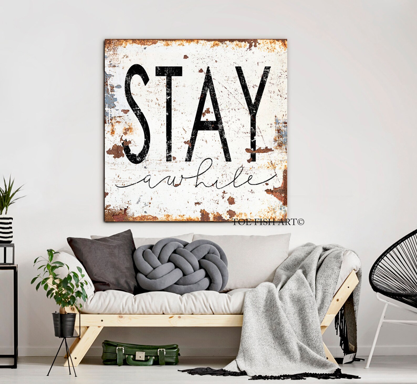 Stay Awhile Sign Modern Farmhouse Wall Decor Living Room Decor - Etsy