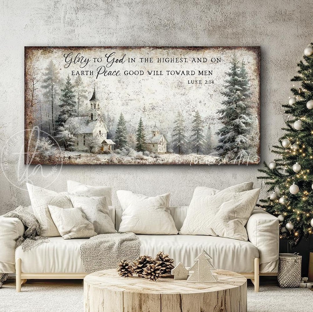 Vintage Christmas Scripture Sign Modern Farmhouse Wall Decor Rustic ...