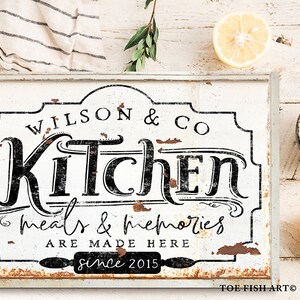 Personalized Kitchen Sign Vintage Modern Farmhouse Wall Decor Custom ...