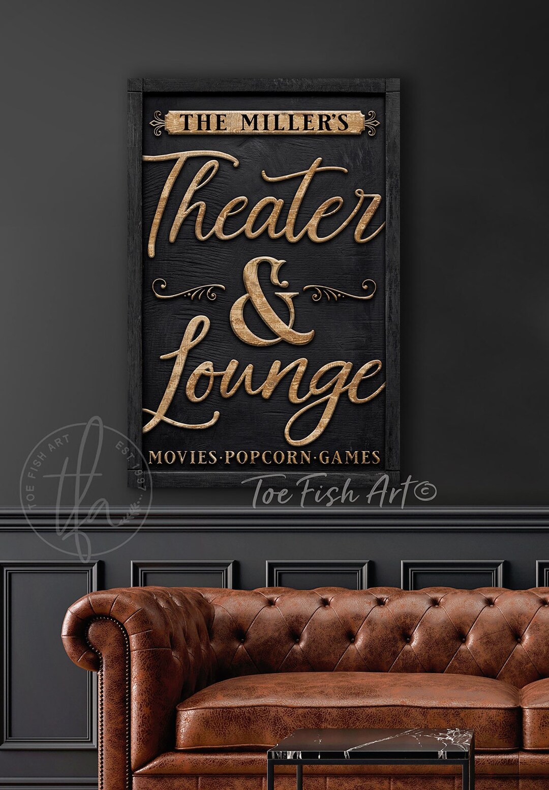 Personalized Theater & Lounge Large Rustic Wall Art Movie TV Room Sign ...