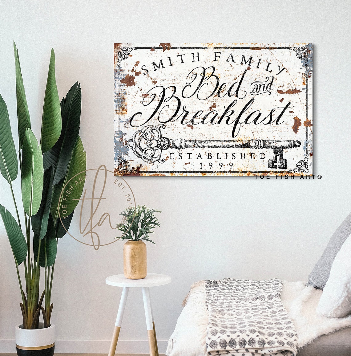Bed and Breakfast Sign Rustic Farmhouse Wall Decor Name - Etsy