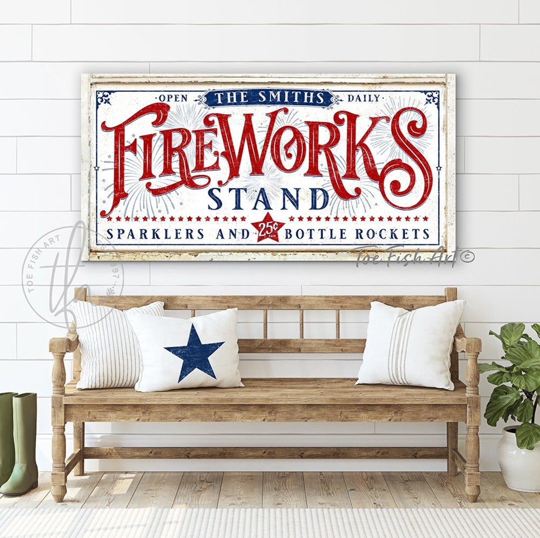 4th of July Sign Fireworks Stand Sign Personalized Wall Decor 1776 ...
