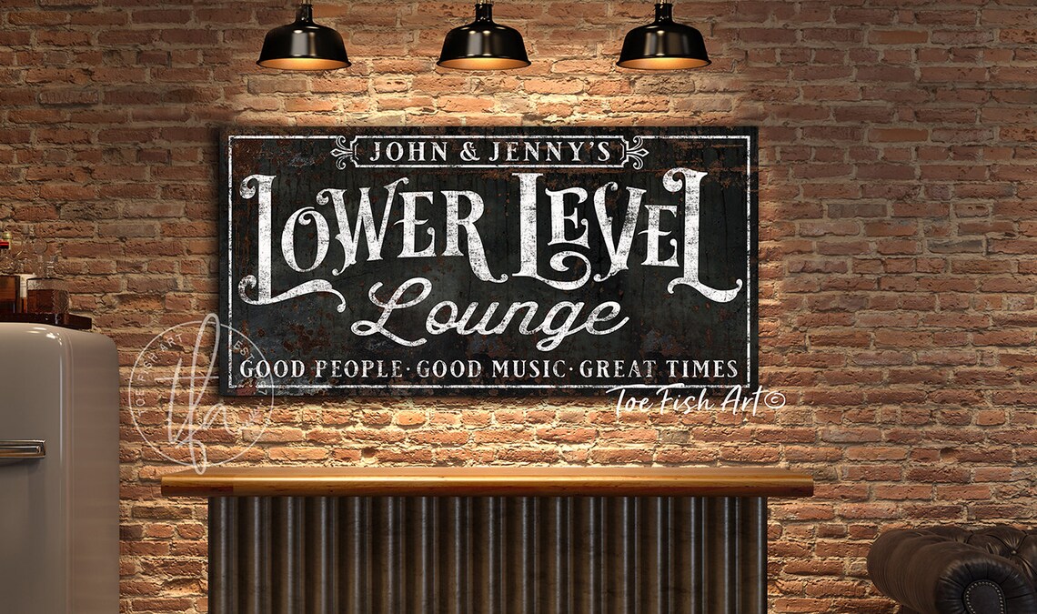 Personalized Custom Lower Level Lounge Sign Modern Farmhouse | Etsy